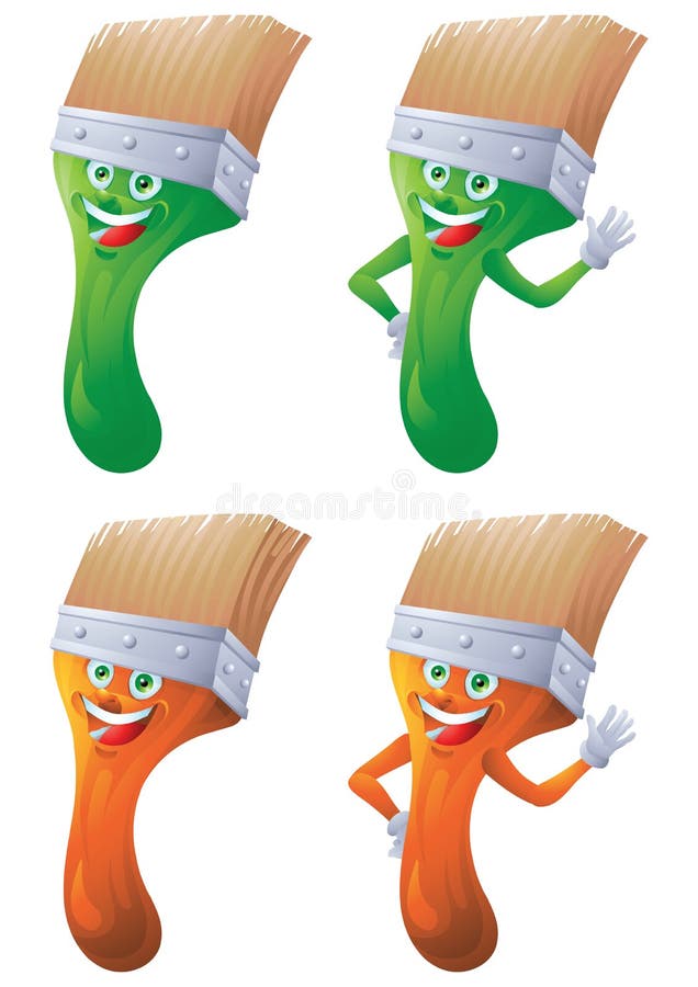 Het Beeldverhaalkarakter Van De Verfborstel - Reeks Vector Illustratie ...