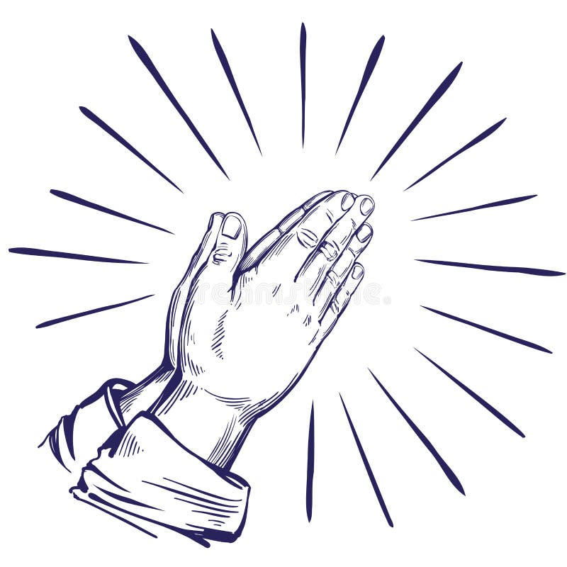 Het Bidden Handen, Symbool Van Christendomhand Getrokken Vector Vector ...