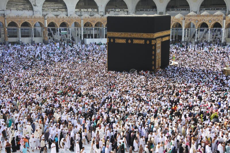 Holy Kaaba. De Deur Van De Kaaba Multazam. Moslims Bidden Bij De Kaaba ...