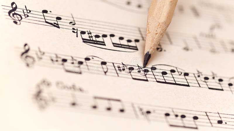 Notenblad met potlood stock foto. Image of klassiek, muziek - 29376558