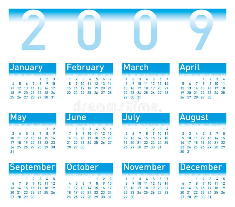 Kalender 2009 blauw vector illustratie. Illustration of tijdschema ...