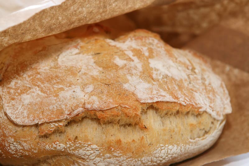 Ciabatta Brood in De Bruine Tas Stock Afbeelding - Image of maaltijd ...