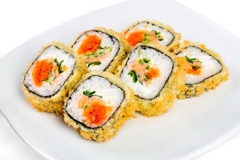 Het Broodje Van Sushi Op Een Witte Achtergrond Stock Foto - Image of ...