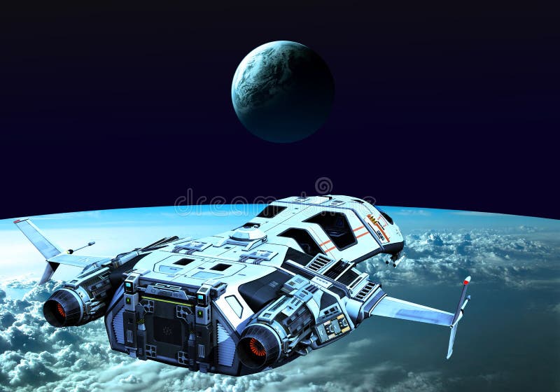 Het Caming Van Het Ruimteschip Terug Naar Het Maanlicht Stock ...
