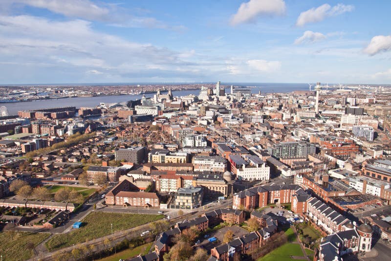 Het Centrum Van De Stad Van Liverpool - Antenne Stock Afbeelding ...