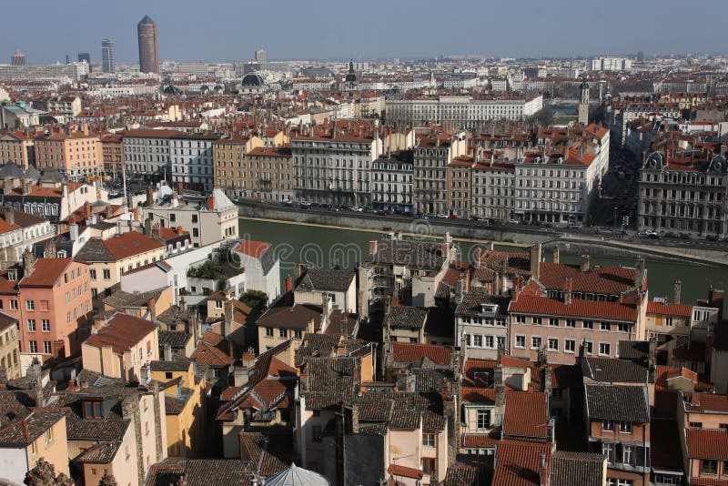 Lyon, Frankrijk - Panorama Van Heuvel Fourviere. Stock Foto - Image of ...