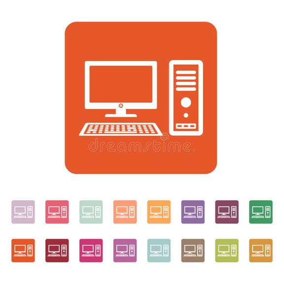 Het Computerpictogram PC-symbool Vlak Vector Illustratie - Illustration ...