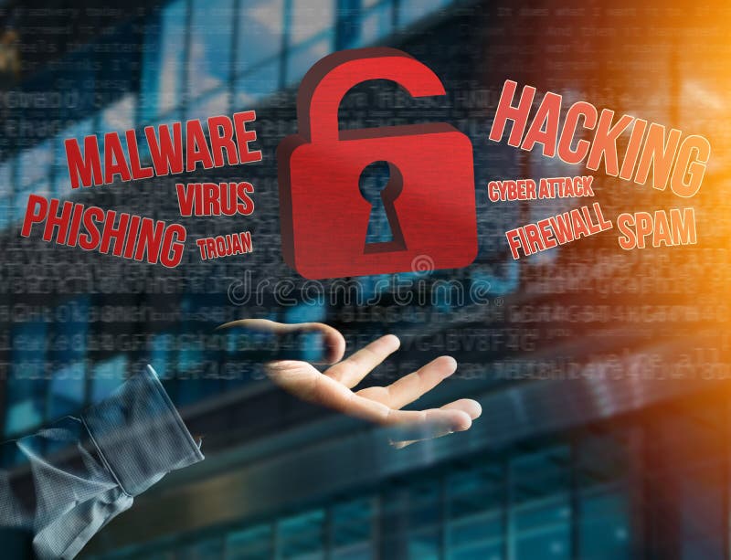 Het Concept Van De Cyberaanval Op Een Technologieinterface Stock ...