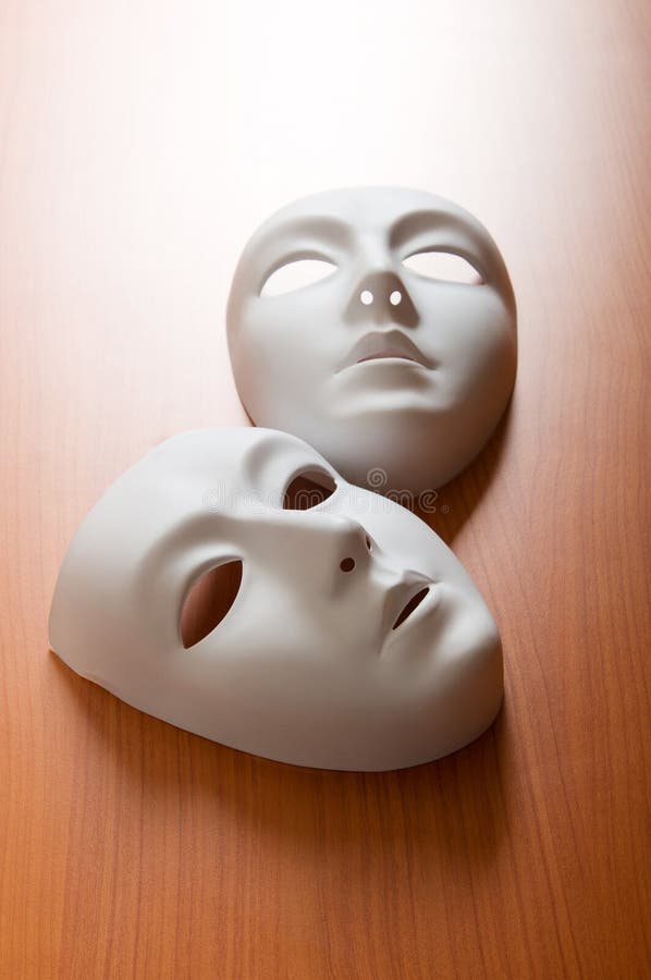 Het Concept Van Het Theater - Witte Maskers Stock Afbeelding - Image of ...