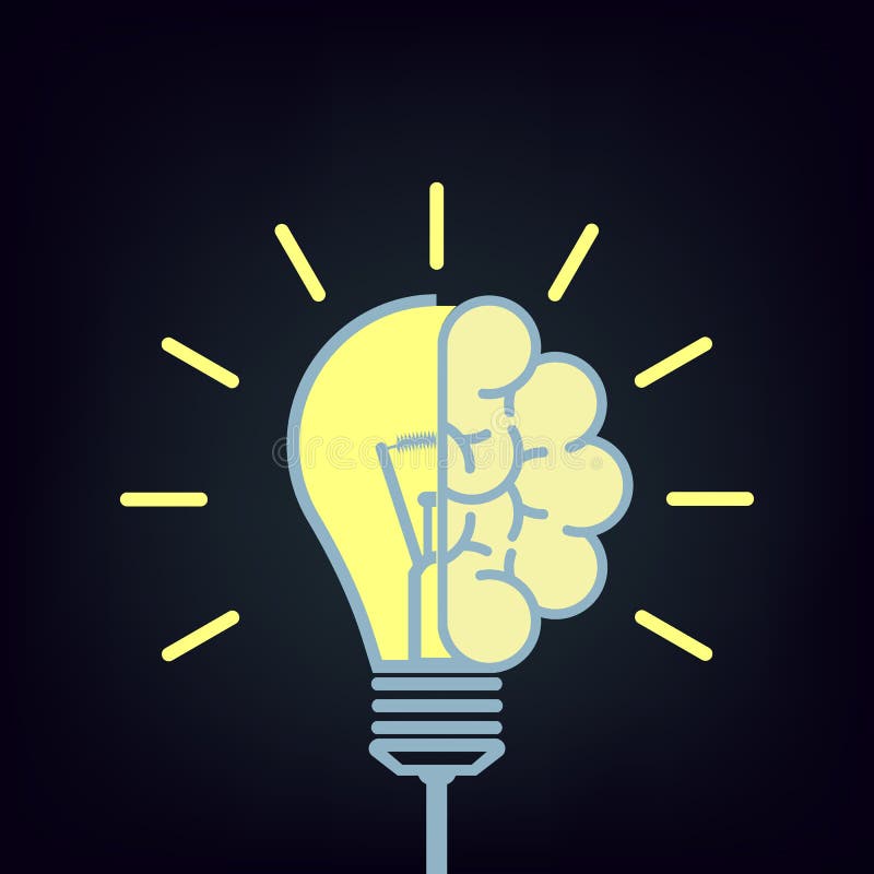 Het Concept Van Het Idee Gloeilamp Met Hersenen Symbool Van Creatief ...
