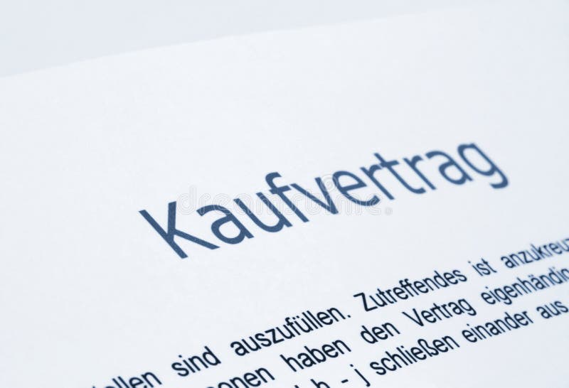 Koopovereenkomst Voor Een Tweedehands Auto in Het Duits Stock ...