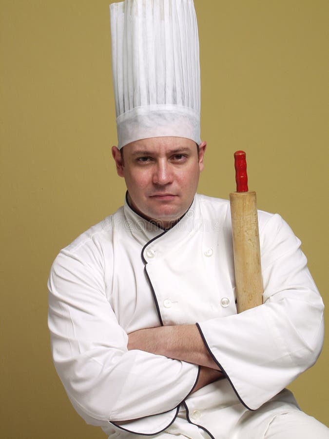 Portret Van Een Chef-kok Met Deegwaren Stock Afbeelding - Image of ...