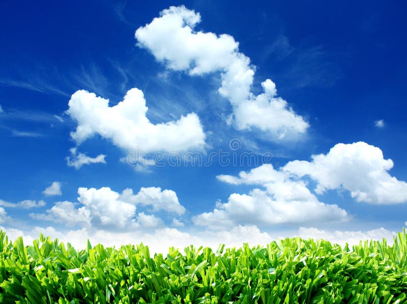 Groene Eco Natuur Lucht Wolken En Gras Stock Afbeelding - Image of ...