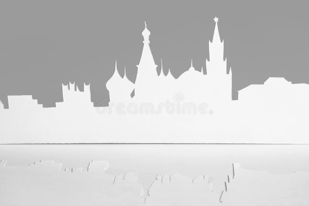 Het Document Van Het Knipsel Silhouet Van Mocsow Stad, Rusland Stock ...