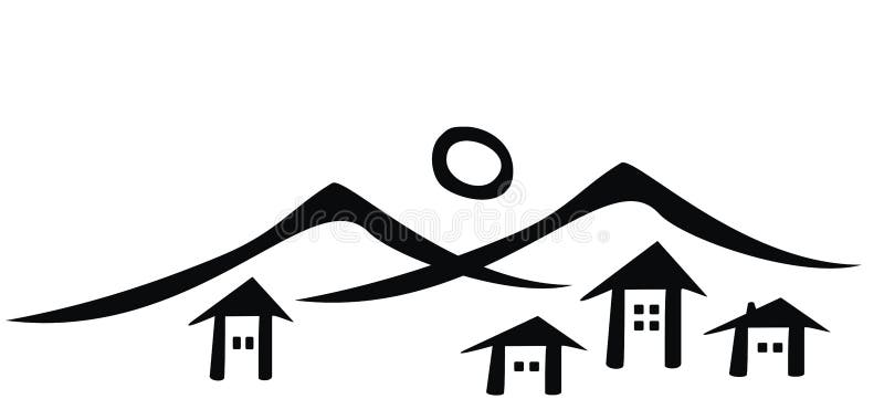 Het dorp van de berg vector illustratie. Illustration of immanentie ...