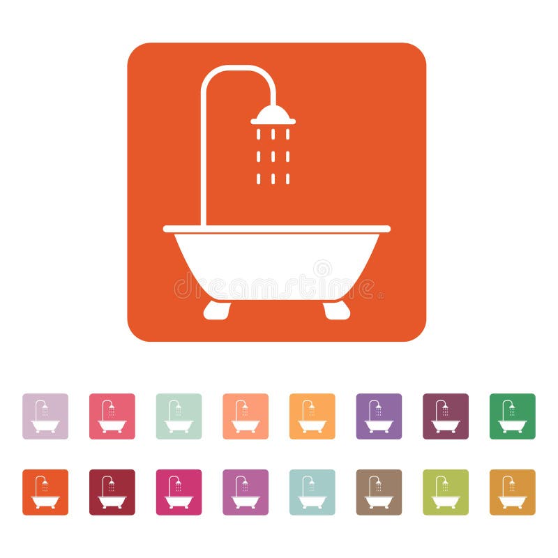 Het Douchepictogram Badkamerssymbool Vlak Vector Illustratie ...