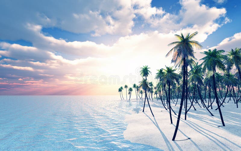 Het eiland van de droom stock illustratie. Illustration of strand ...