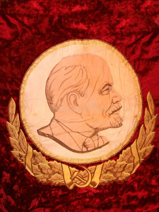 Gezicht Van Lenin Op De Russische Vlag Stock Foto - Image of element ...