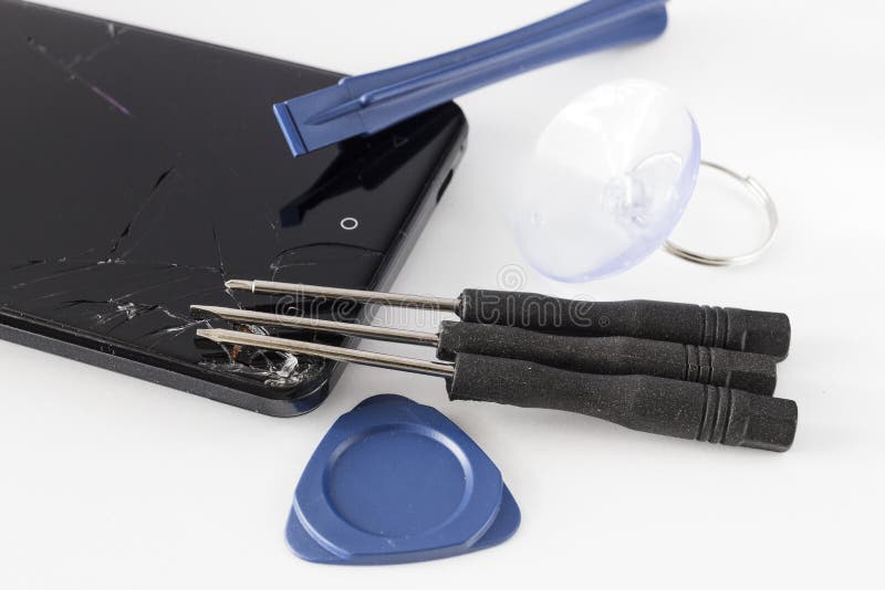 Het Gebroken Mobiele Telefoon Herstellen Stock Foto - Image of mobiele ...