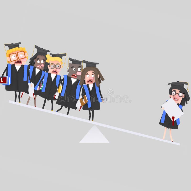 Het Gediplomeerde Saldo Van De Studentengroep Stock Illustratie ...