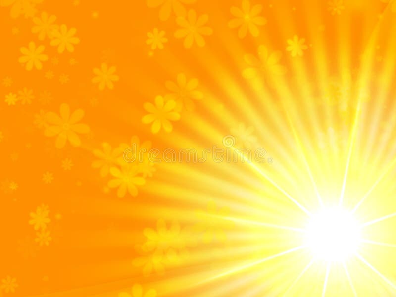 Het Gele Licht Van De Zon Met Bloemen Stock Illustratie - Illustration ...