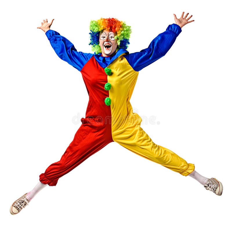 Het Gelukkige Clown Springen Stock Foto - Image of humeur ...