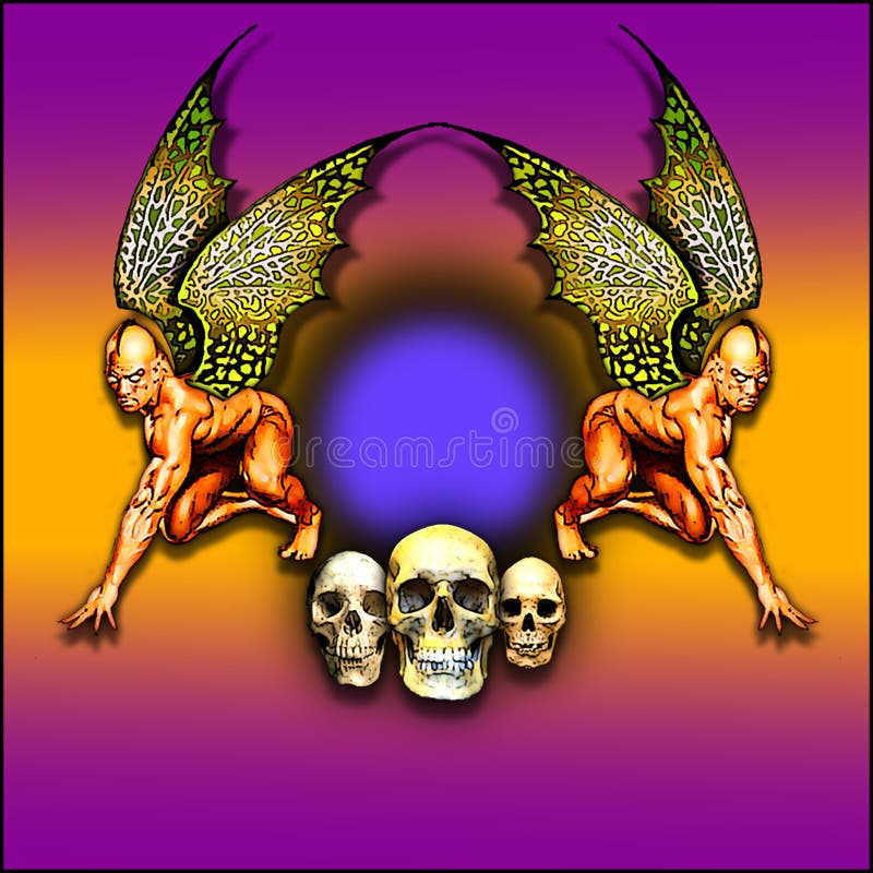 Het Gevleugelde Frame Van De Demon Stock Illustratie - Illustration of ...