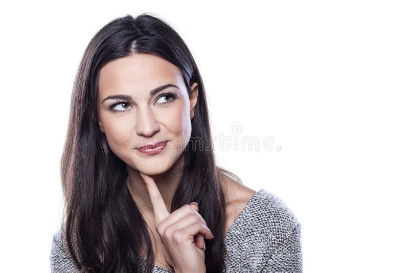 Het Glimlachen En Nadenkend Stock Afbeelding - Image of meisje ...