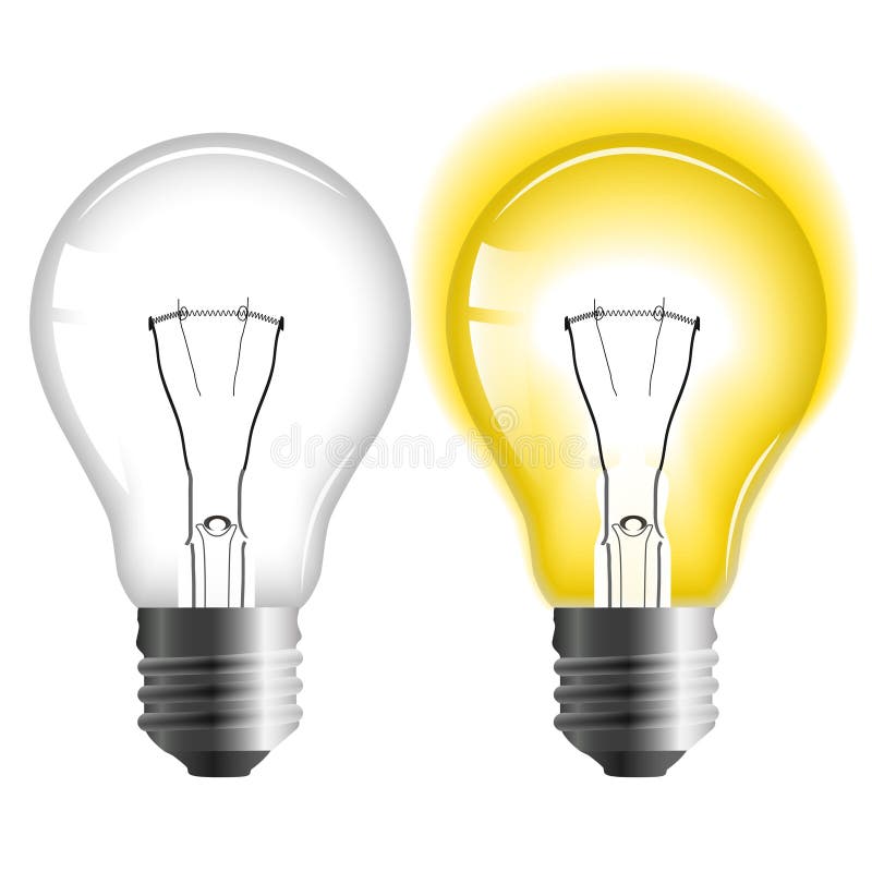 Het Gloeien En Gedraaid Van Gloeilamp Vector Illustratie - Illustration ...