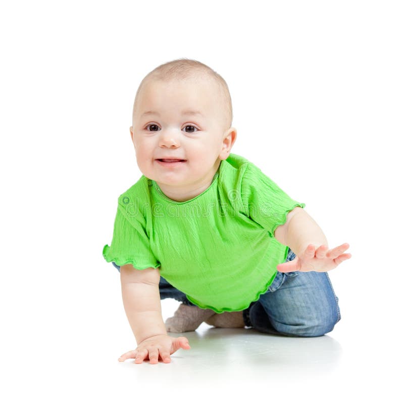 Het grappige baby kruipen stock afbeelding. Image of jongen - 35315897