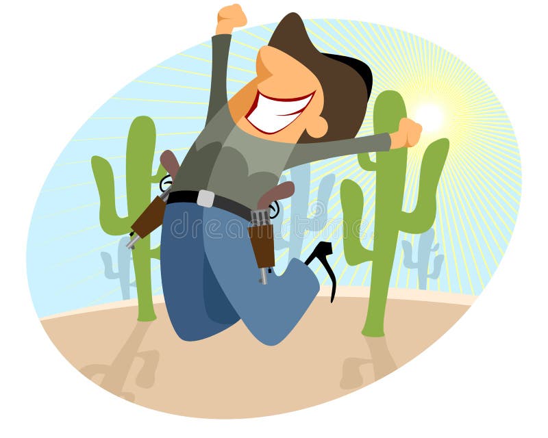 Het Grappige Cowboy Springen Vector Illustratie - Illustration of ...