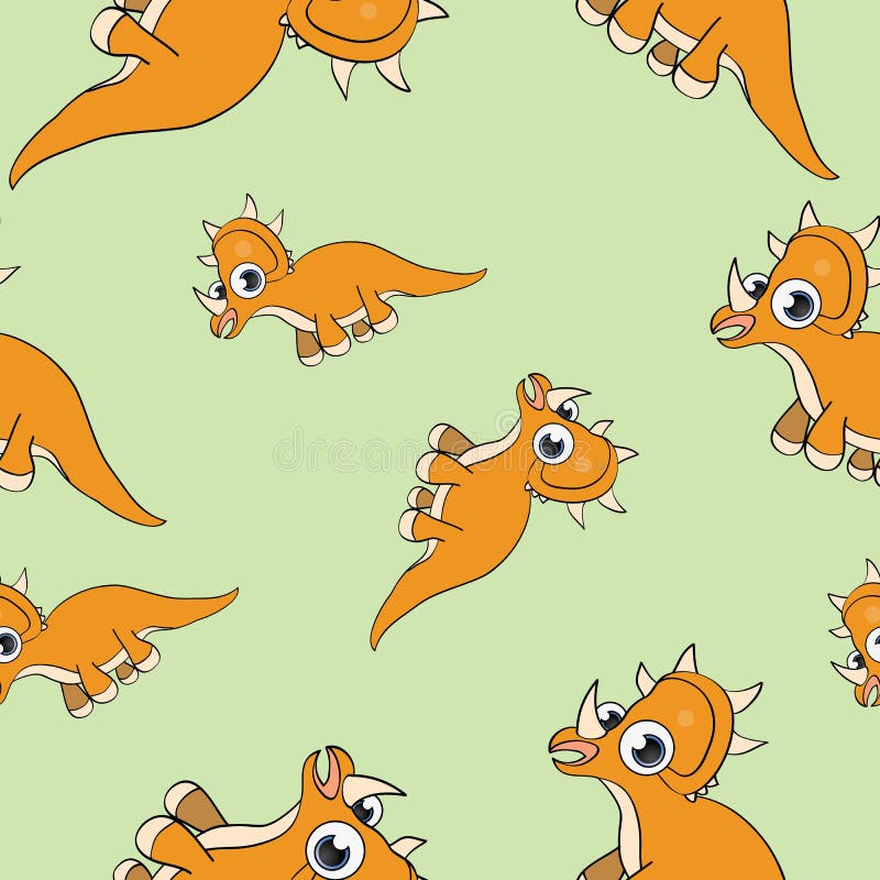 Het Grappige Naadloze Patroon Van De Beeldverhaaldinosaurus Vector ...