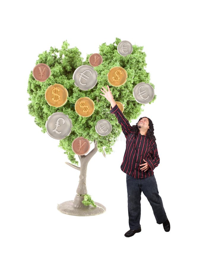 Het Groeien Van Het Geld Op Boom Stock Afbeelding - Image of euro ...