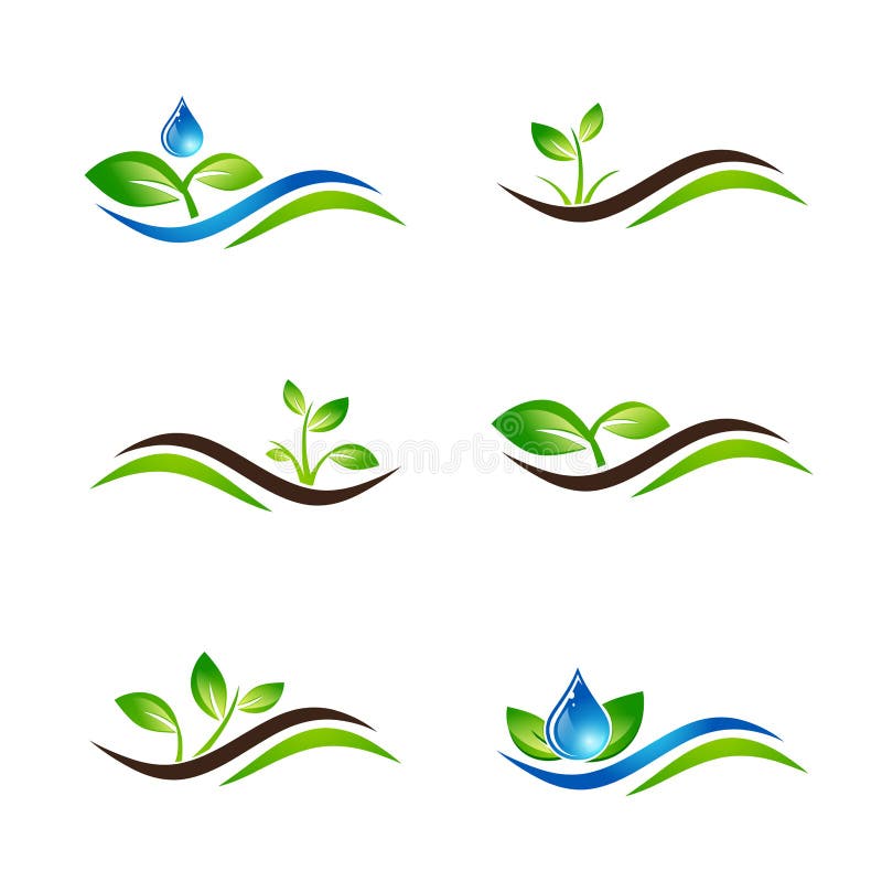 Het Groen Pictogram of Logo Design Set Van Het Spruitlandschap Vector ...
