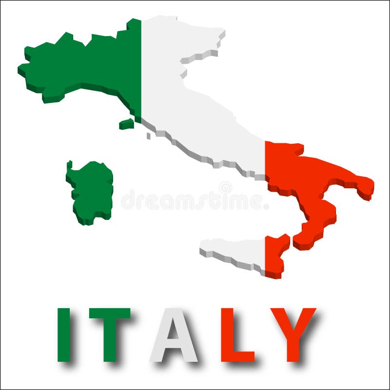 3D Land Van Het Kaartoverzicht Als Een Laars En Een Vlag Van Italië ...