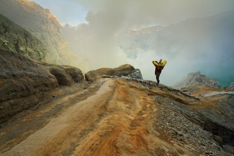 Het Halen Van Zwavel Binnen De Krater Van Kawah Ijen Stock Afbeelding ... Het Halen Van Zwavel Binnen De Krater Van Kawah Ijen Stock Afbeelding ...