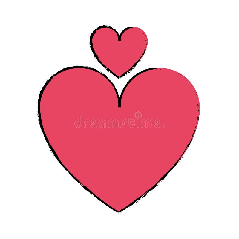 Het Hart Romantisch Symbool Van De Tekeningsliefde Vector Illustratie ...