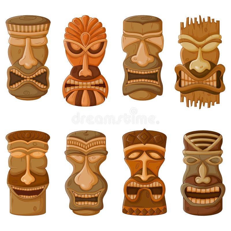 Het Hawaiiaanse Stammenmasker Van Tiki Stock Illustratie - Illustration ...