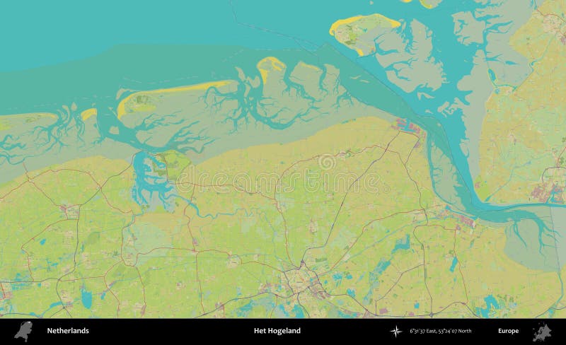 Het Hogeland, Netherlands. Topographic Humanitarian Stock Illustration ...