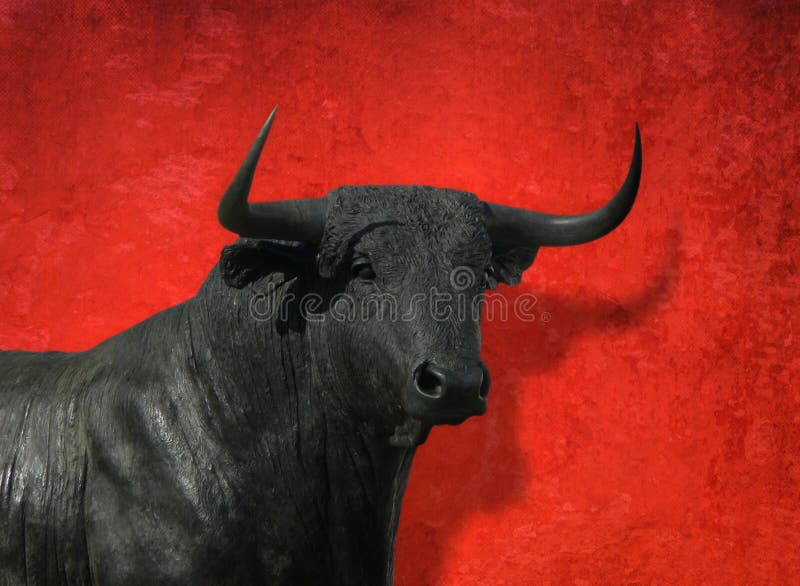 Het Hoofd Van De Stier Met Rode Achtergrond Stock Afbeelding - Image of ...