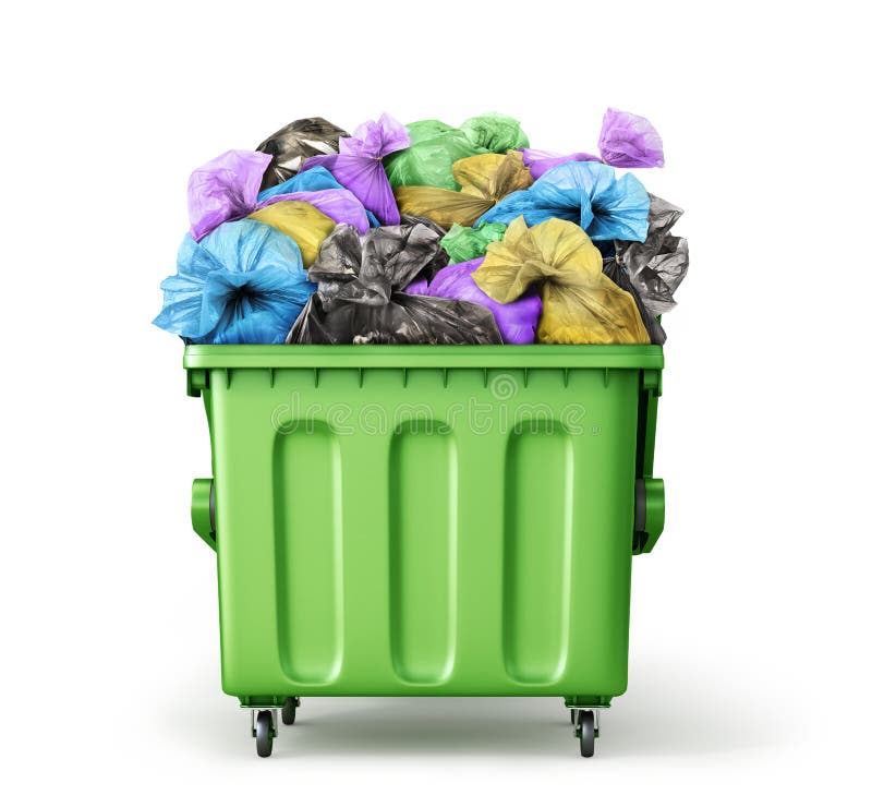 Container Vol Afval Voor De Bouw Van Afval. Milieuverontreiniging Stock ...