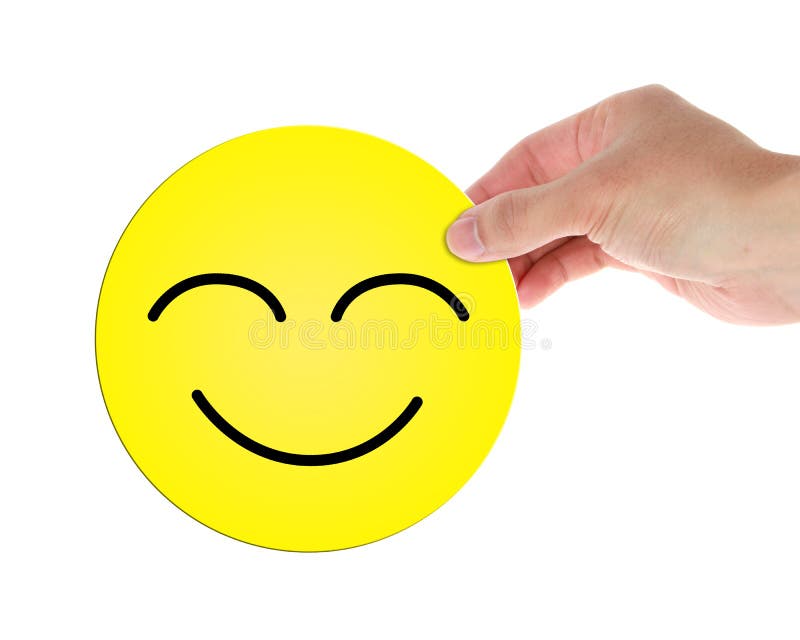 Een Vrolijk Lachend Gezicht Vasthouden Stock Afbeelding - Image of ...