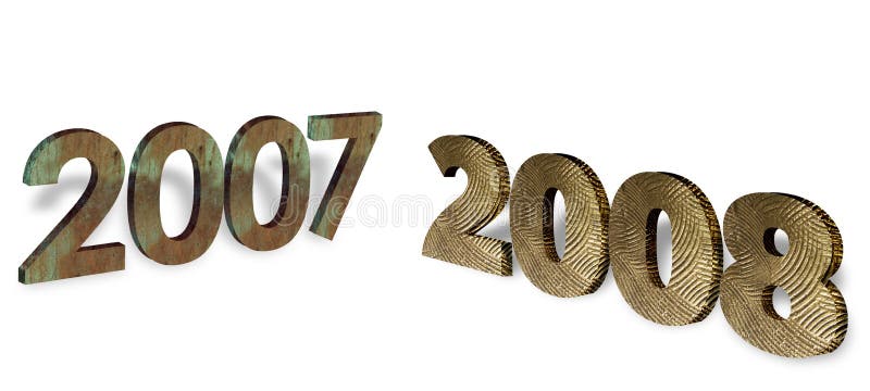 Het Jaar Van 2008 En Van 2007 in Metaal Stock Illustratie ...