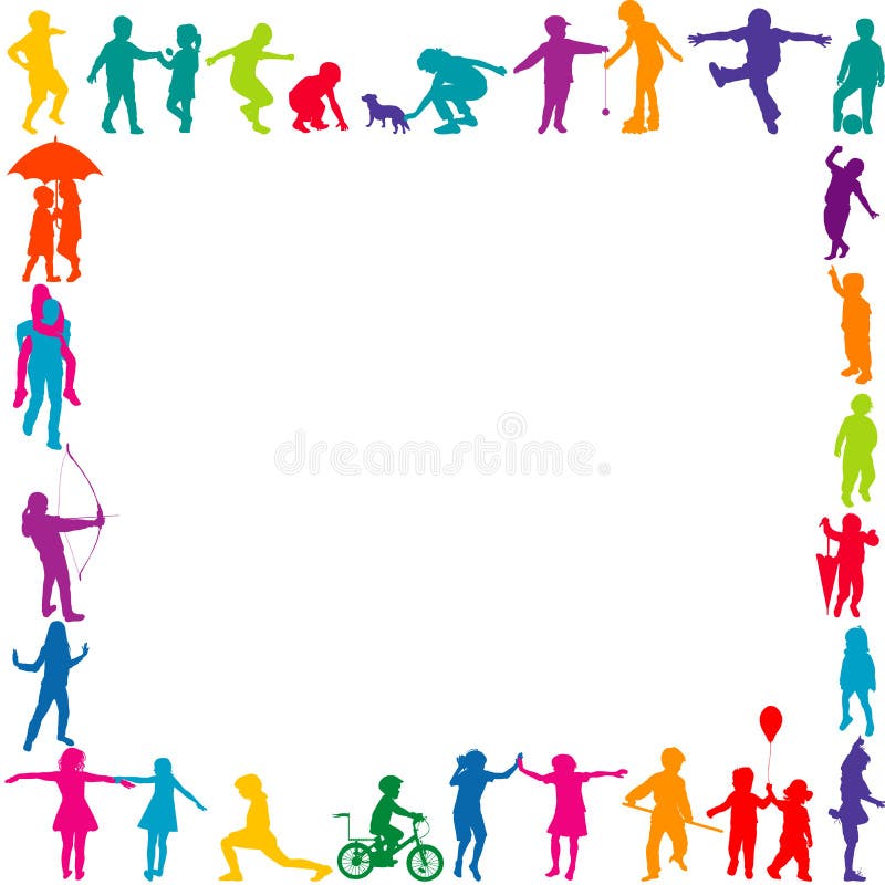 Het Kader Van Kinderensilhouetten Vector Illustratie - Illustration of ...