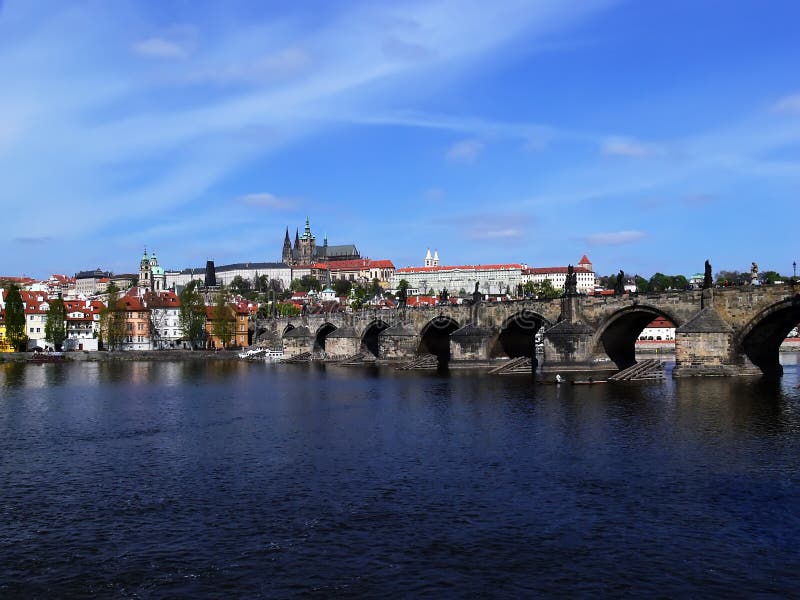 Het Kasteel Van Praag En De Brug Van Charles Stock Foto - Image of ...