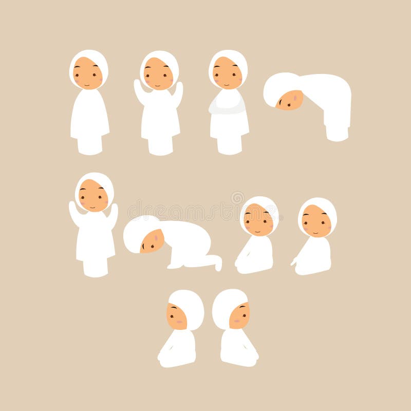 Het Kind Moslim Bidt Islam Het Bidden Bewegingsbeeldverhaal Vector ...