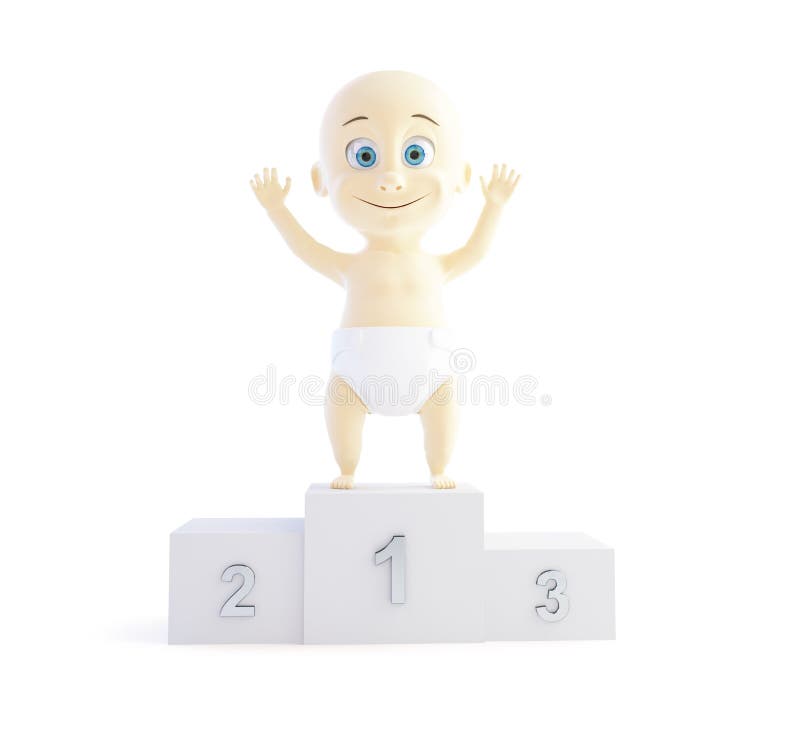 Het Kind Nam Eerste Plaats Op Het Podium Stock Illustratie ...