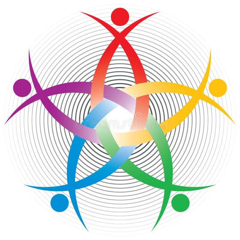 Teamwork, Kleurrijke Mensen Die Samenwerken, Logo Stock Illustratie ...