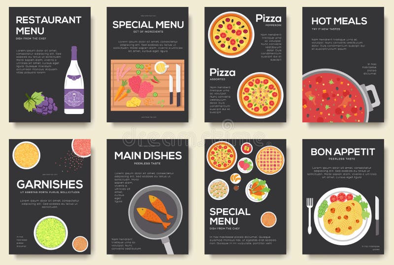 Het Koken Van Vastgestelde Kaarten Met Menu Vectorachtergrond Het Koken ...