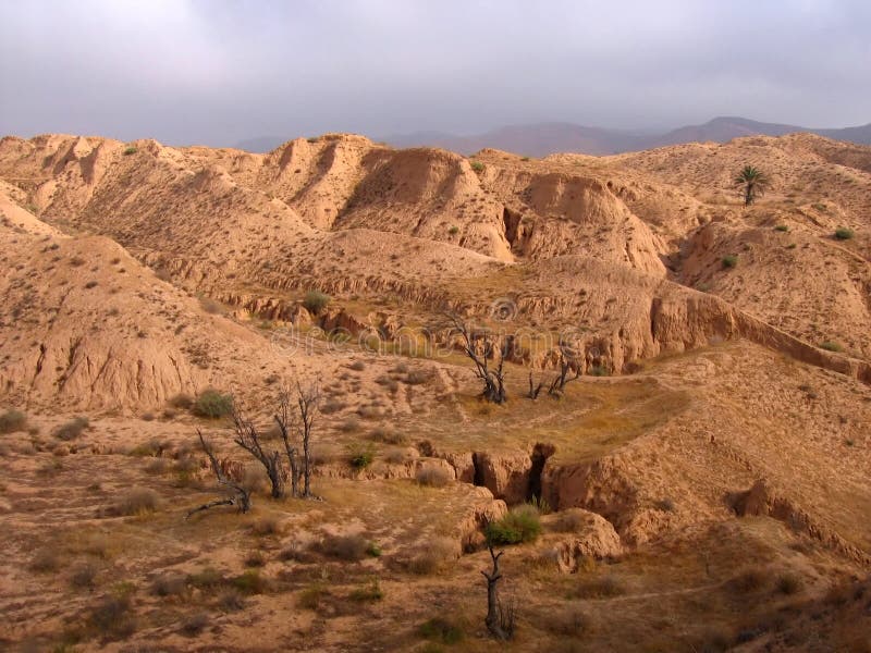 Het Landschap Van De Woestijn in Tunesië Stock Afbeelding - Image of ...